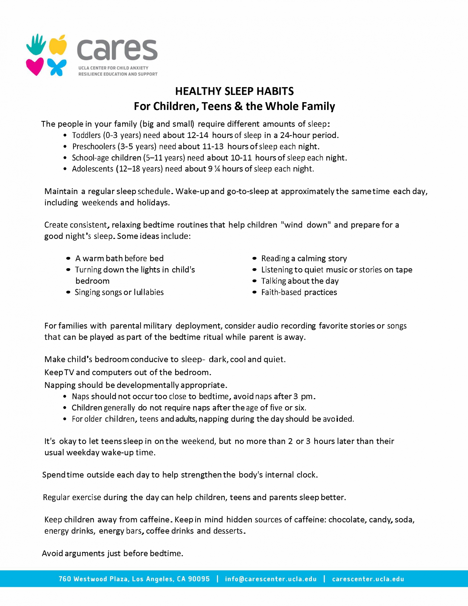 Healthy Sleep Habits – UCLA CARES Center