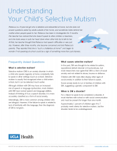 Understanding Selective Mutism – UCLA CARES Center