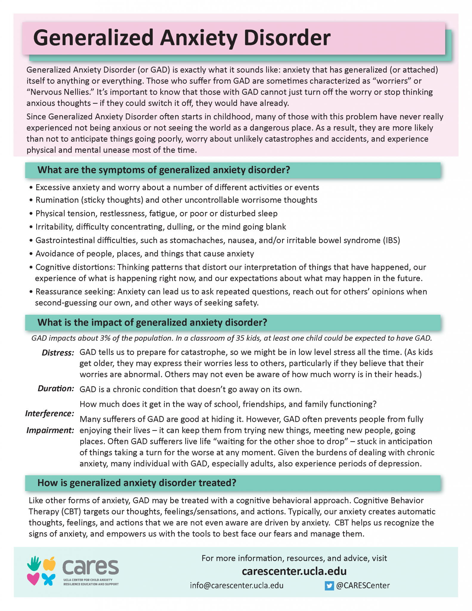 Generalized Anxiety Disorder Tips – UCLA CARES Center