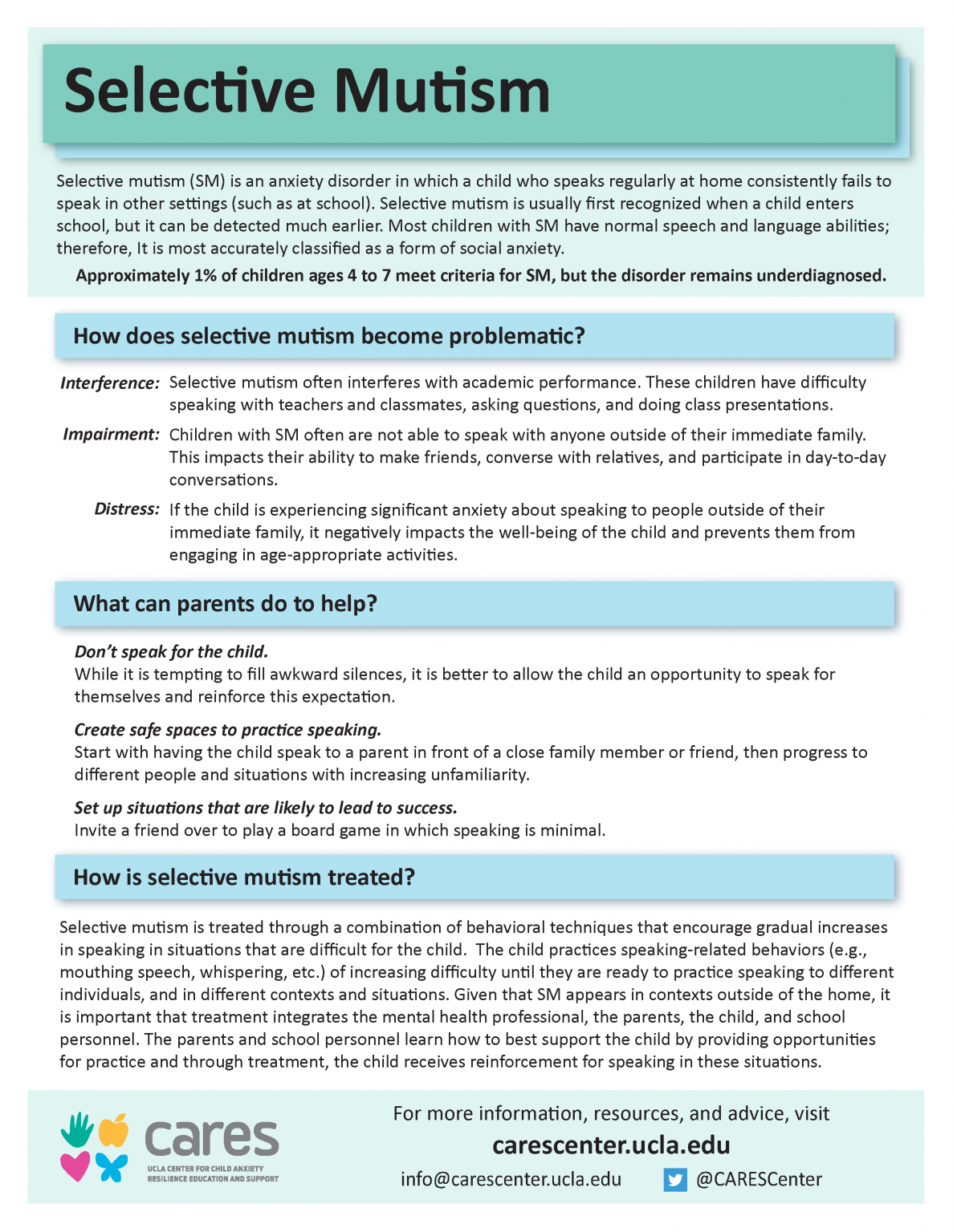 Selective Mutism (SM) Tips – UCLA CARES Center