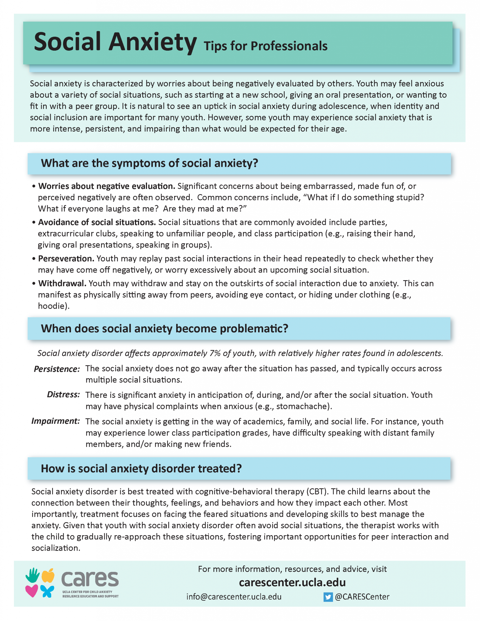 Social Anxiety Tips UCLA CARES Center