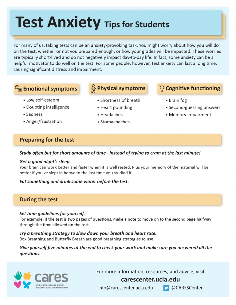 Test Anxiety Tips – UCLA CARES Center