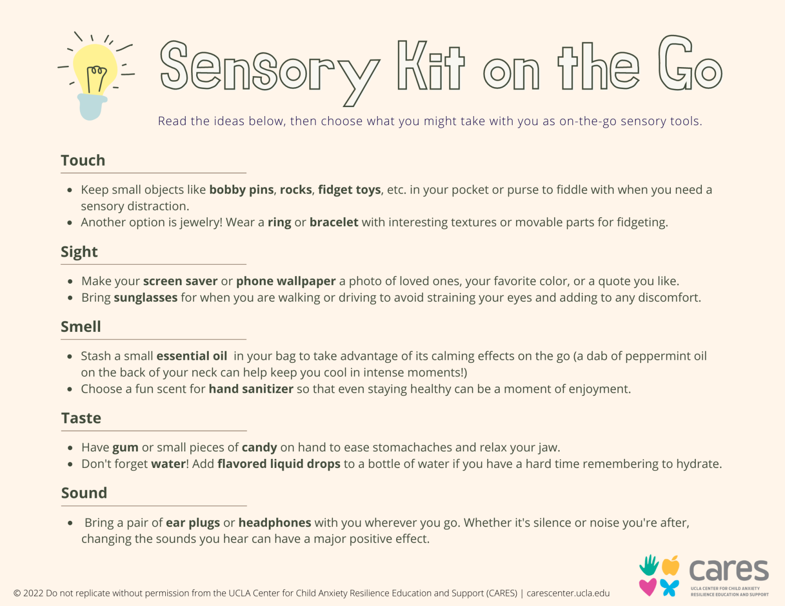 Sensory Kit on the Go – UCLA CARES Center