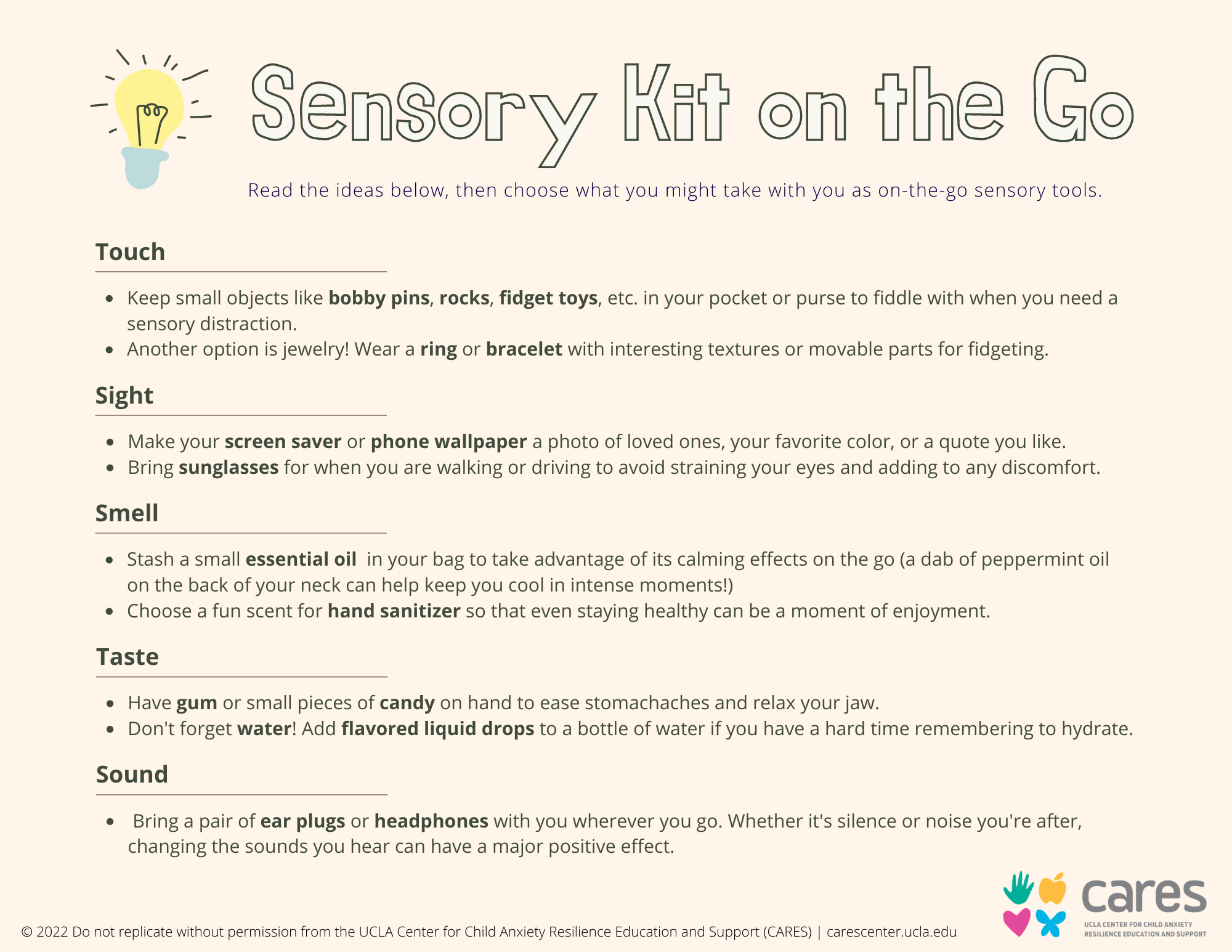Sensory Kit on the Go – UCLA CARES Center