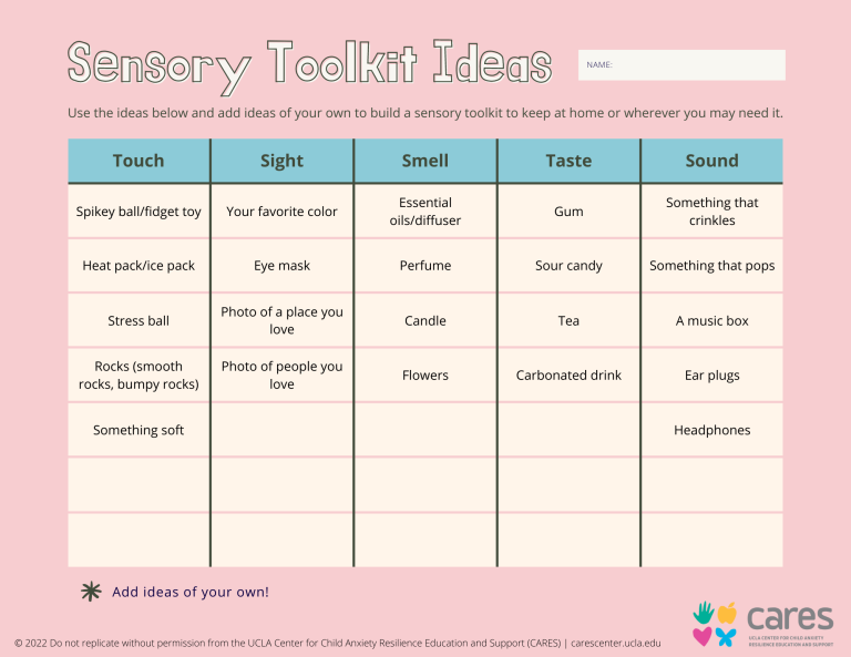 Sensory Toolkit Worksheet – UCLA CARES Center